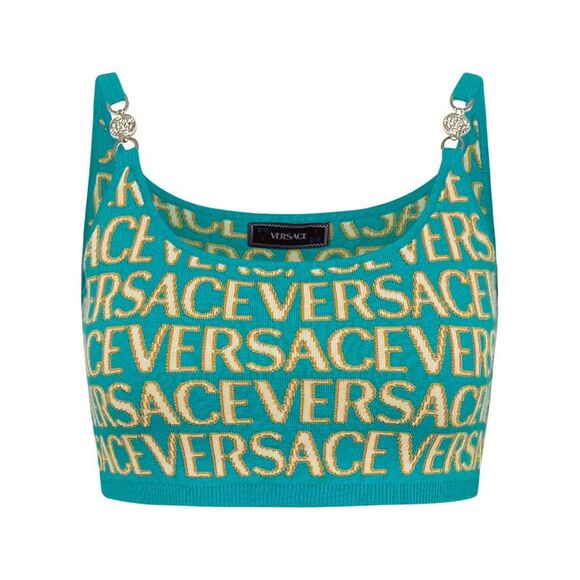 Versace | Sweaters | Versace Blue Knit Top | Poshmark